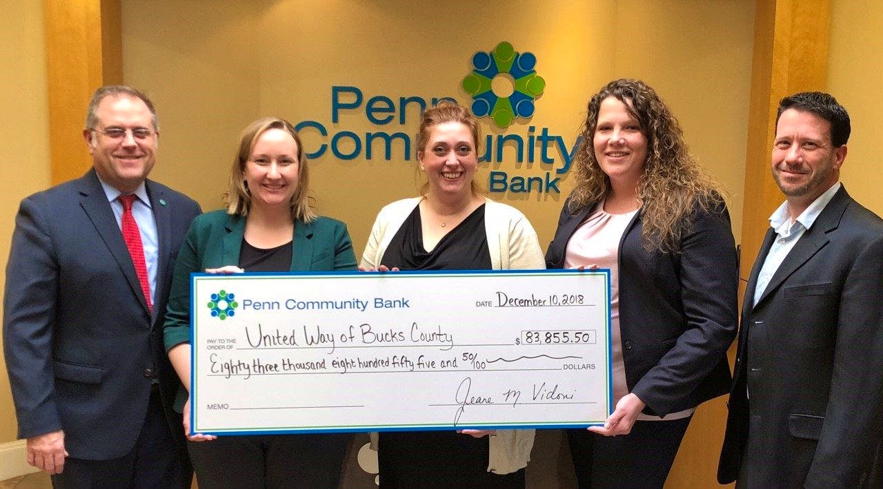 Penn Community Bank Donates $83,000 to United Way of Bucks County ...